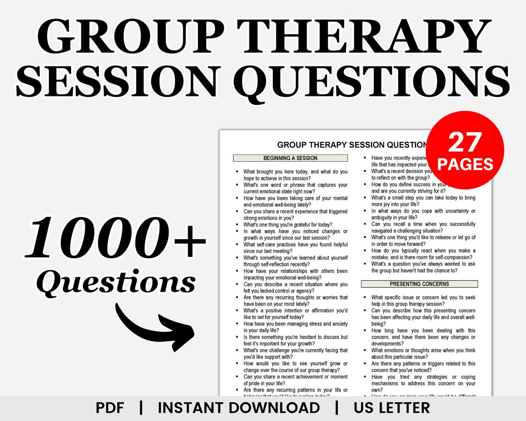 Group Therapy Session Questions, Counseling Questions, Therapy ...