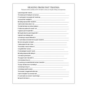 Healing From Past Trauma Worksheet, Trauma Healing, Trauma Recovery ...