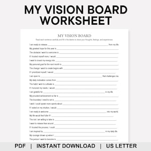 My Vision Board Worksheet, Goal Setting, Life Goals, Manifestation, Law ...