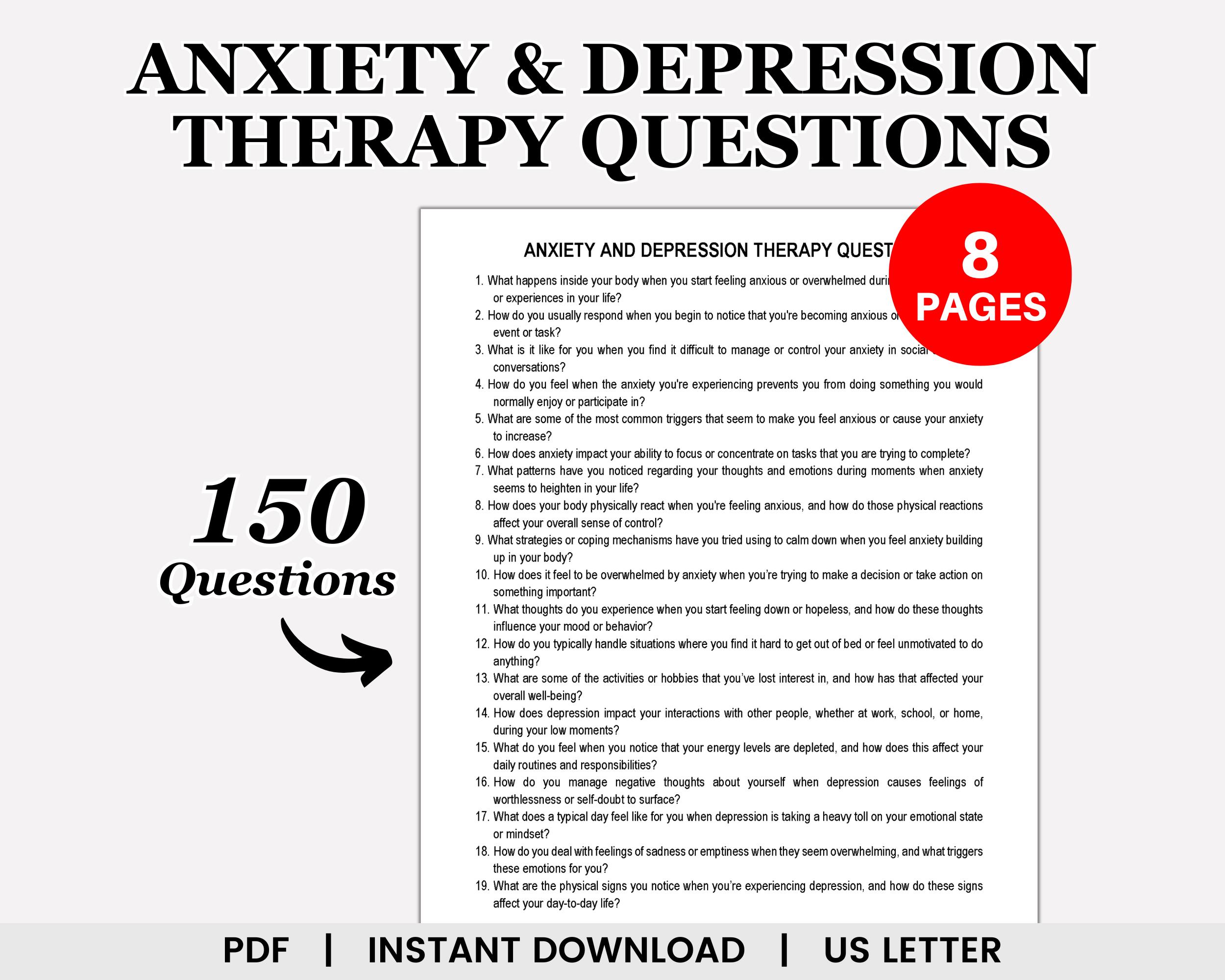 Anxiety and Depression Therapy Questions, Anxiety Therapy, Depression ...