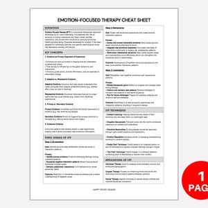 Emotion Focused Therapy Cheat Sheet, EFT Cheat Sheet, EFT Therapy ...