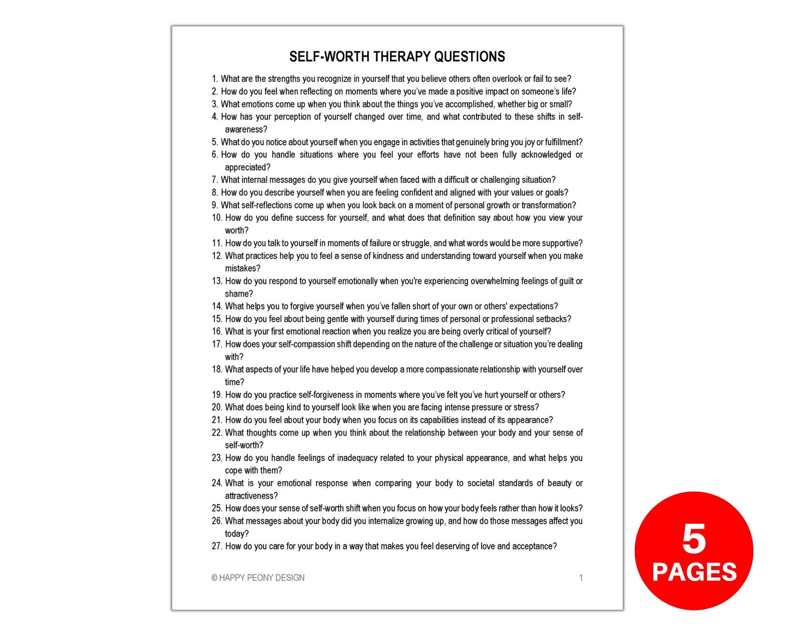 Self Worth Therapy Questions, Self Esteem Therapy, Personal Development ...