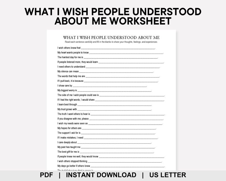 What I Wish People Understood About Me Worksheet, All About Me, Family ...