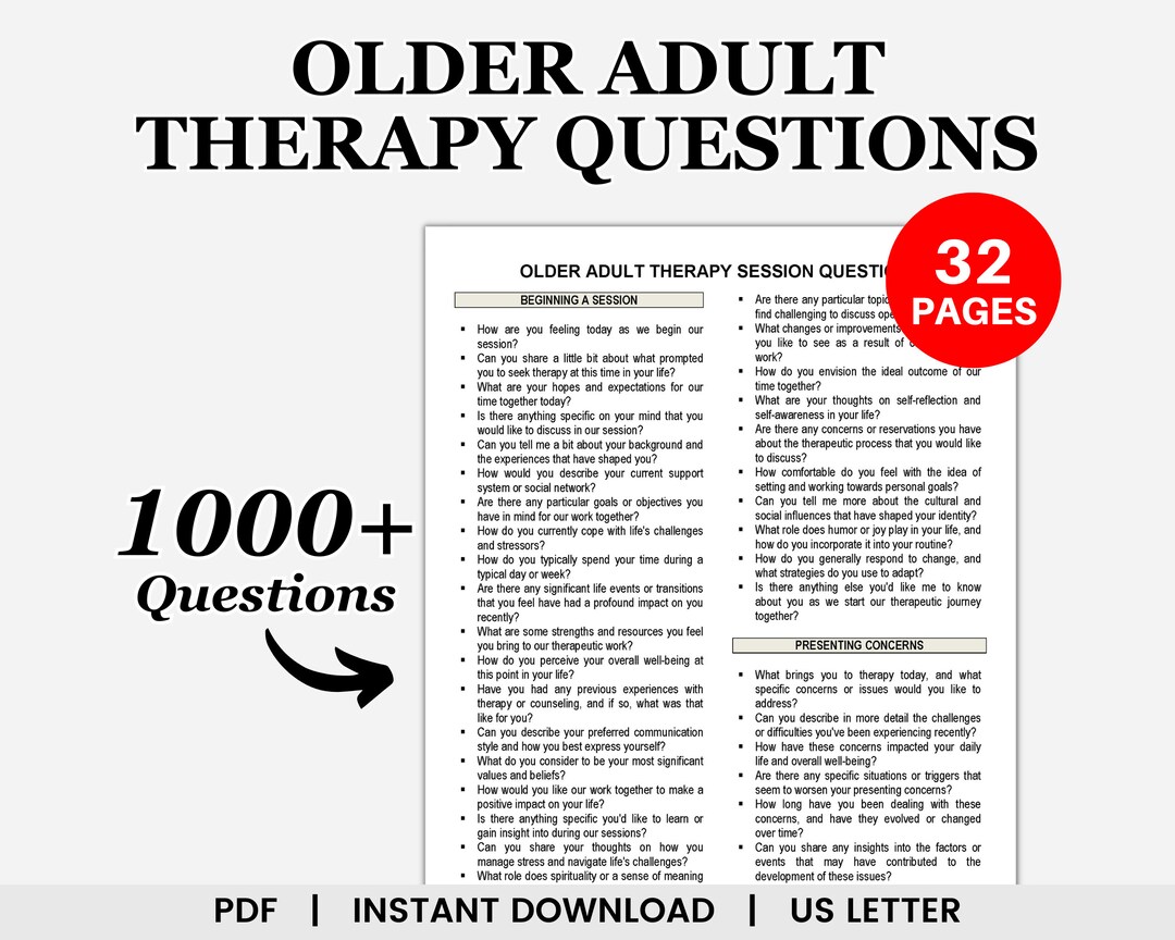 Older Adult Therapy Session Questions, Senior Questions, Senior Therapy ...
