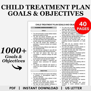 Child Treatment Plan Goals and Objectives, Therapy Goals and Objectives ...