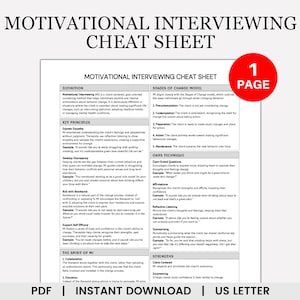 Motivational Interviewing Cheat Sheet, Motivational Therapy, MI Therapy ...