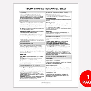 Trauma Informed Therapy Cheat Sheet, Trauma Therapy, Trauma Counseling ...