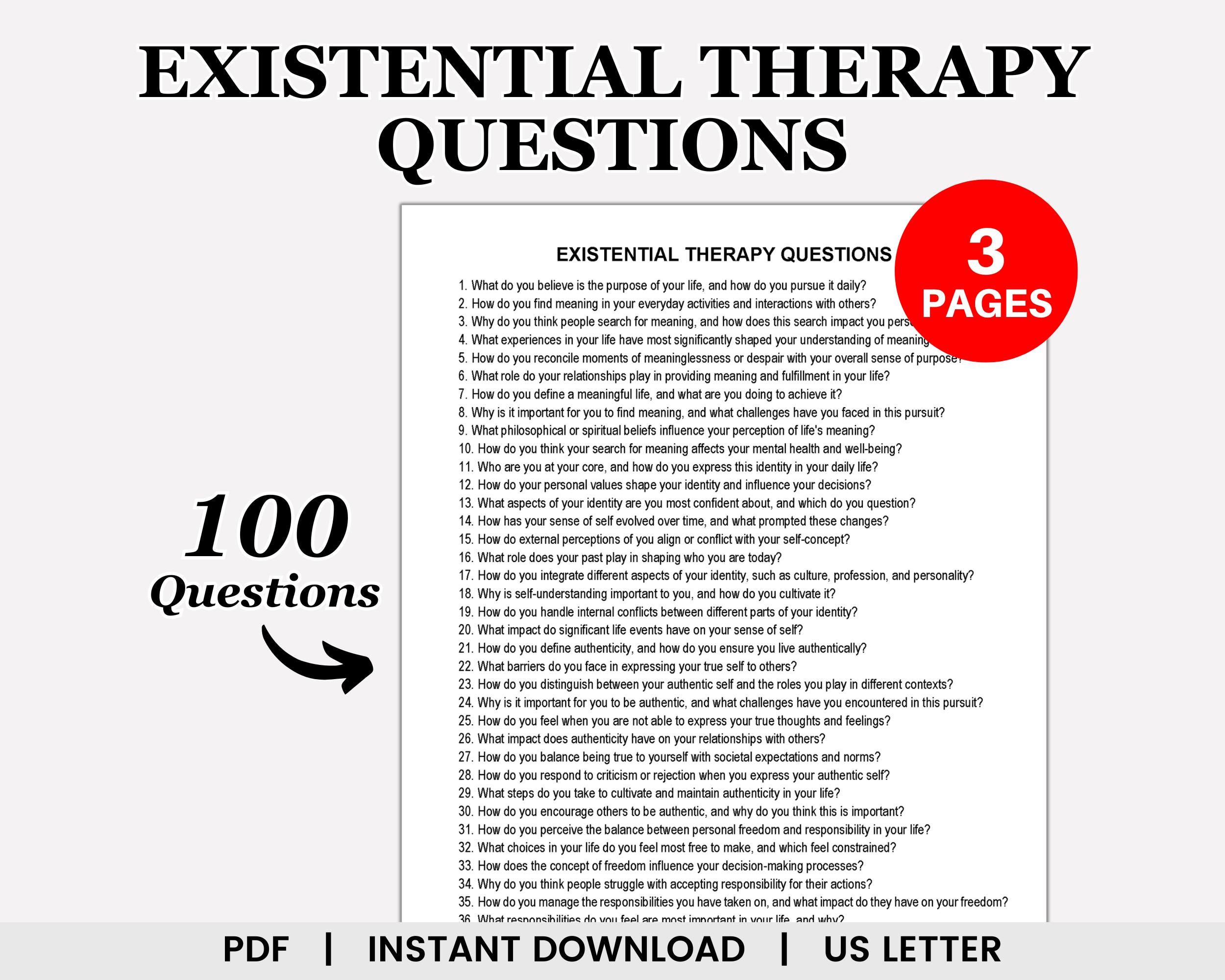 Existential Therapy Questions, Existential Questions, Existential ...