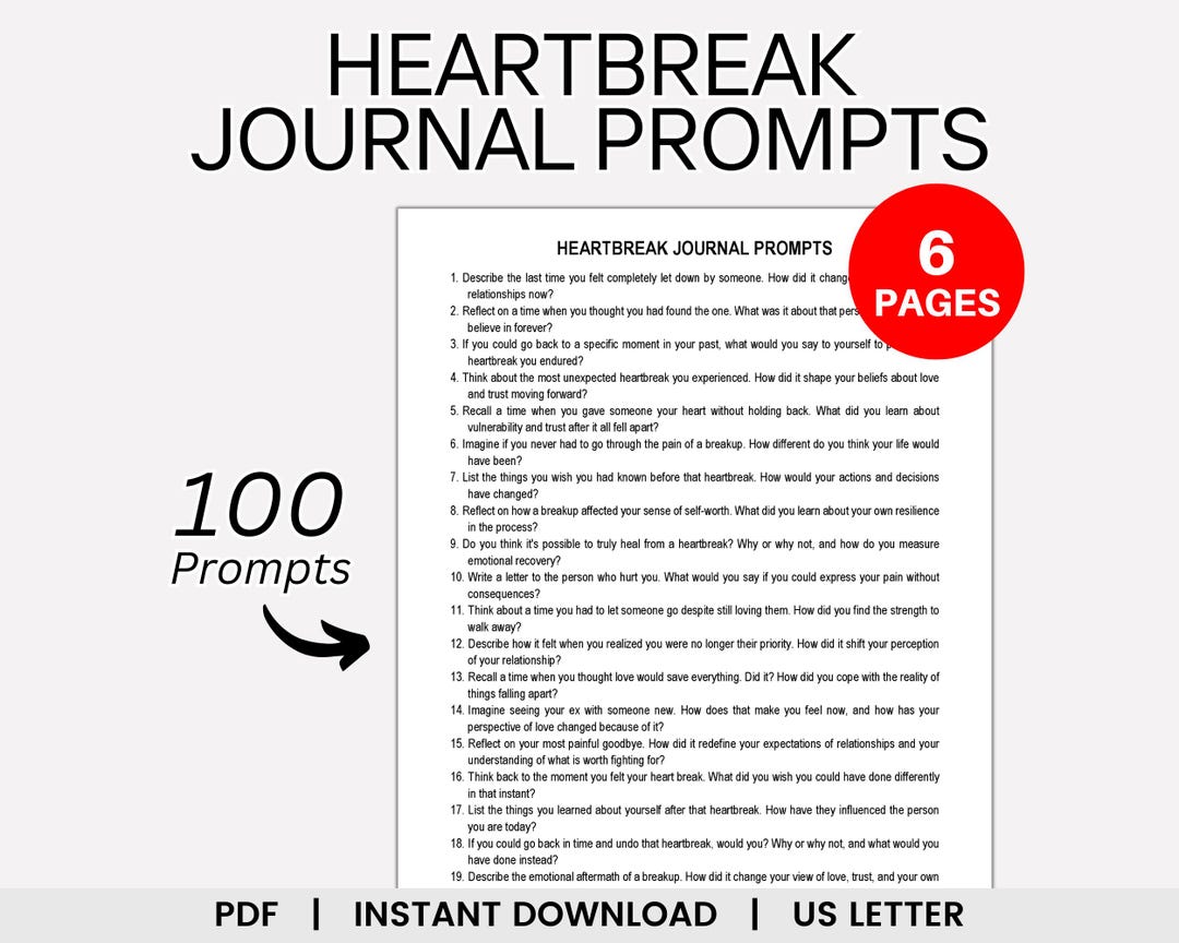 Heartbreak Journal Prompts, Breakup Journal, Letting Go, Trauma Healing ...