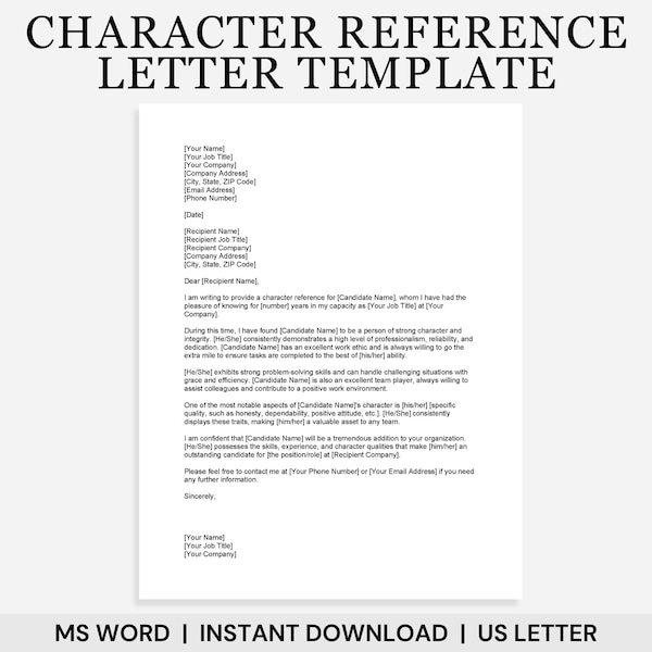 Letter of Good Character - Etsy