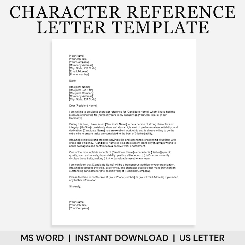 Letter of Good Character - Etsy