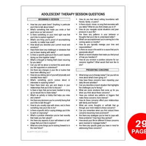 Adolescent Therapy Session Questions, Adolescent Therapy, Teen ...