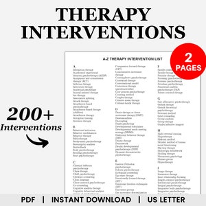 Therapy Intervention List, Therapeutic Interventions, Therapy ...