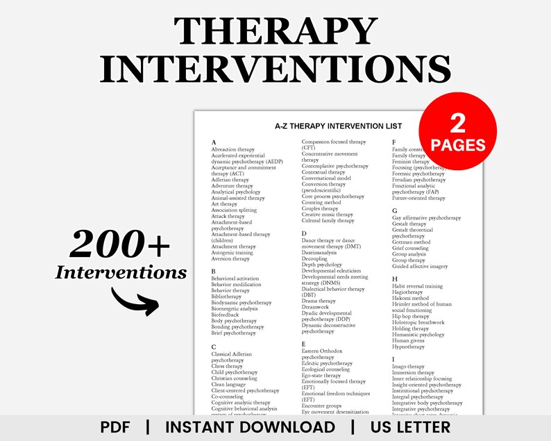 Therapy Intervention List, Therapeutic Interventions, Therapy ...