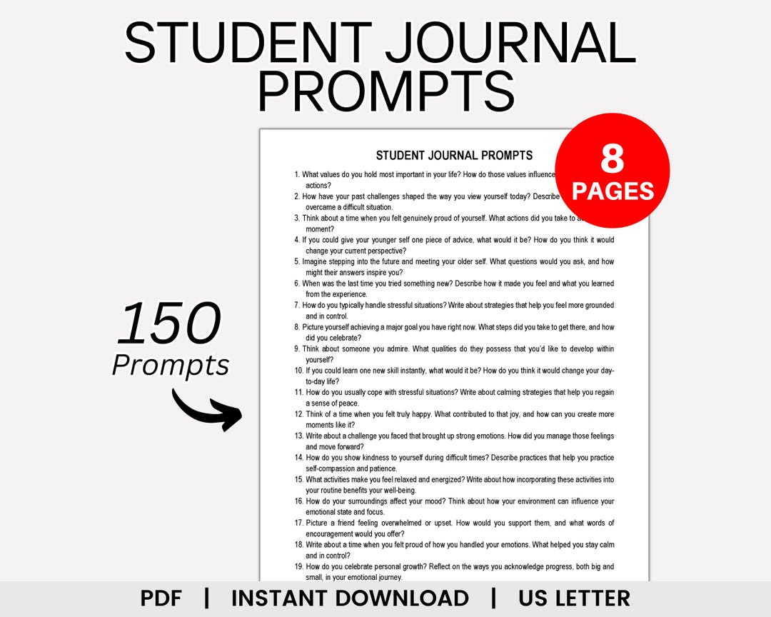 Student Journal Prompts, Journal Prompts for Students, Teen Journal ...