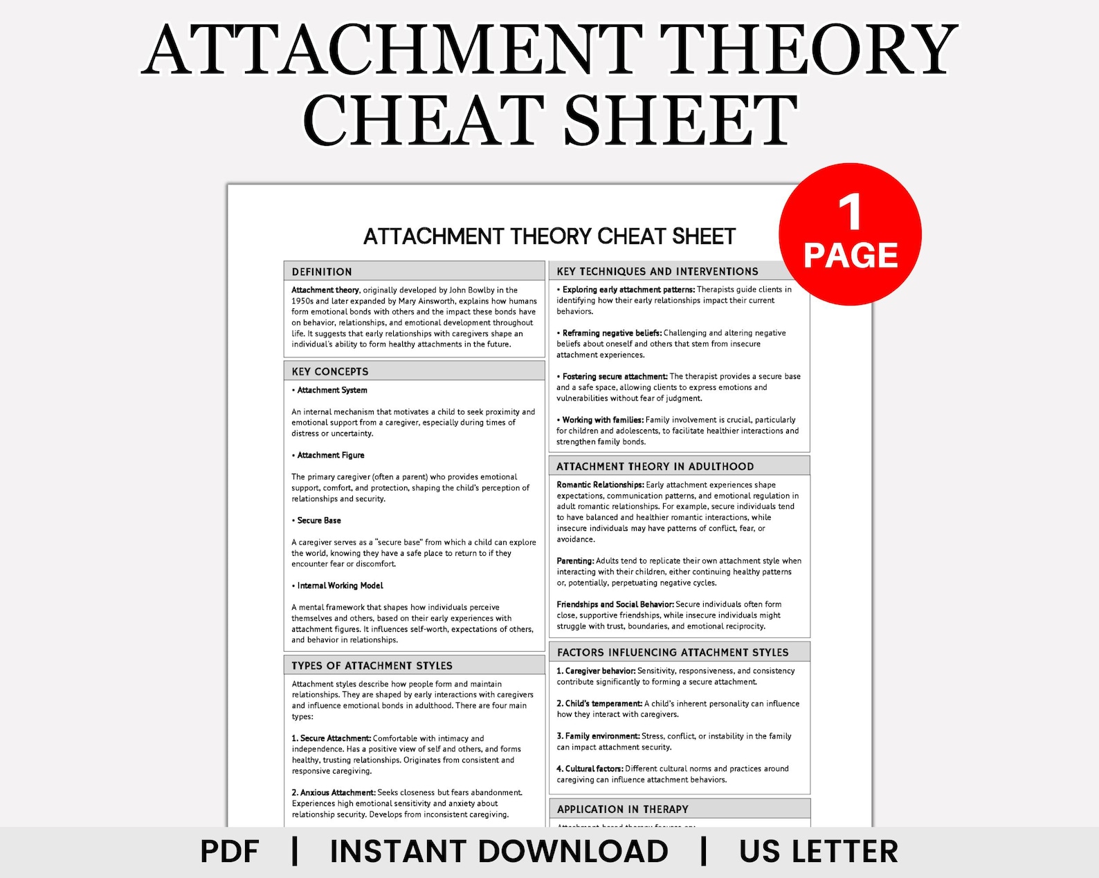 Attachment Theory Cheat Sheet, Attachment Based Therapy, Attachment ...