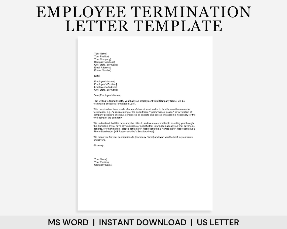 Employee Termination Letter Template, Job Termination Letter Template ...