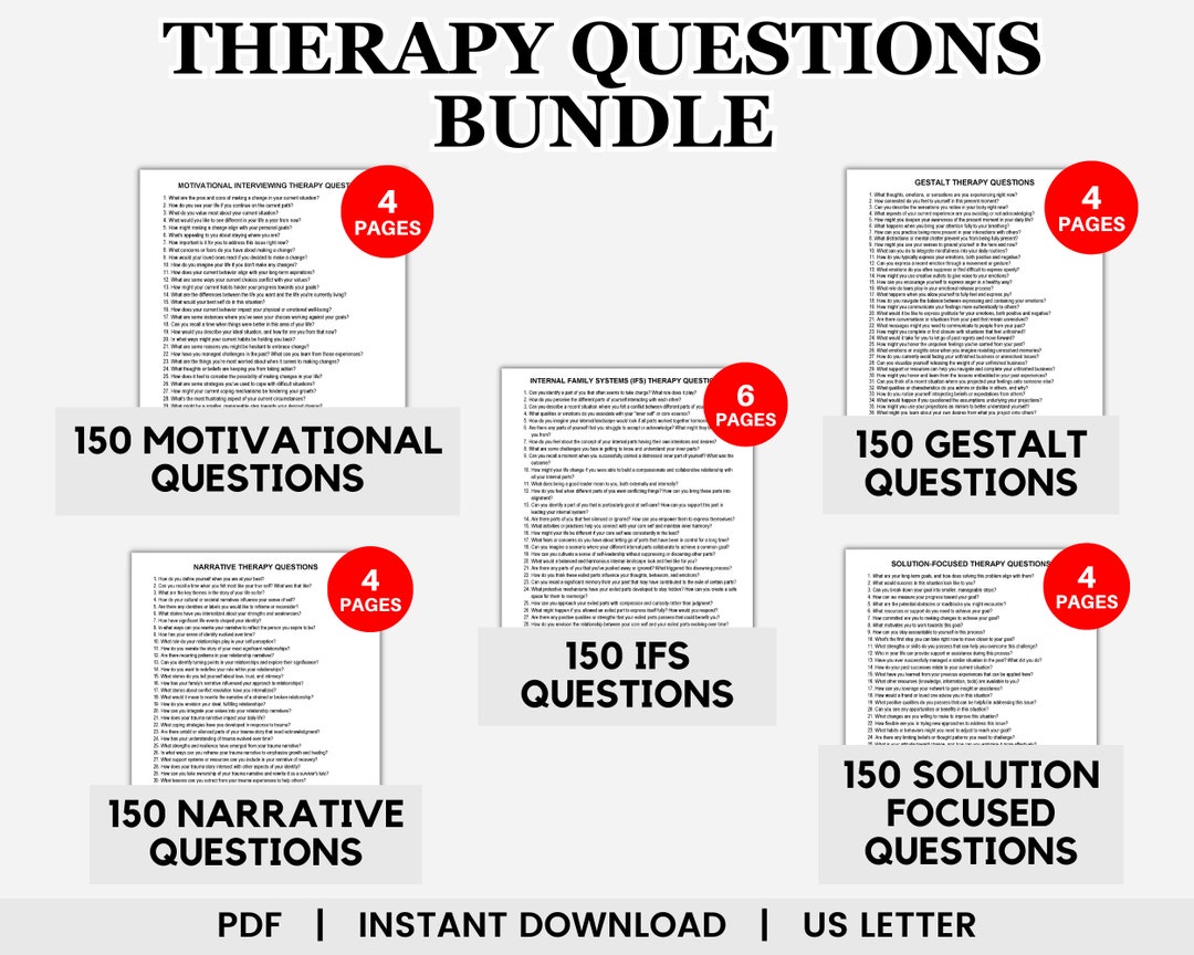Therapy Questions Bundle, Motivational Interviewing Questions, IFS ...