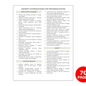 Editable Therapy Interventions for Progress Notes, Therapeutic ...