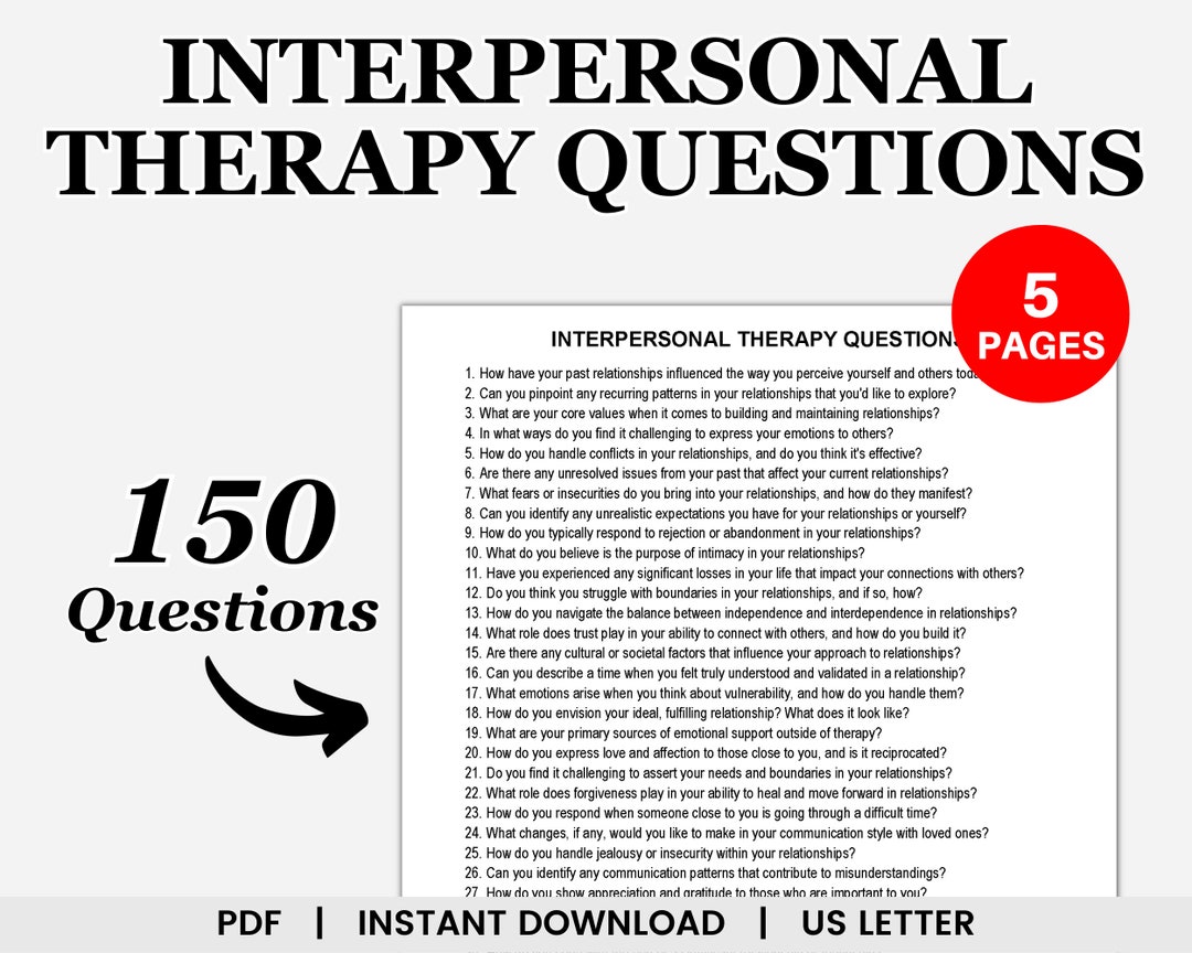 Interpersonal Therapy Questions, IPT Therapy, Counseling Questions ...