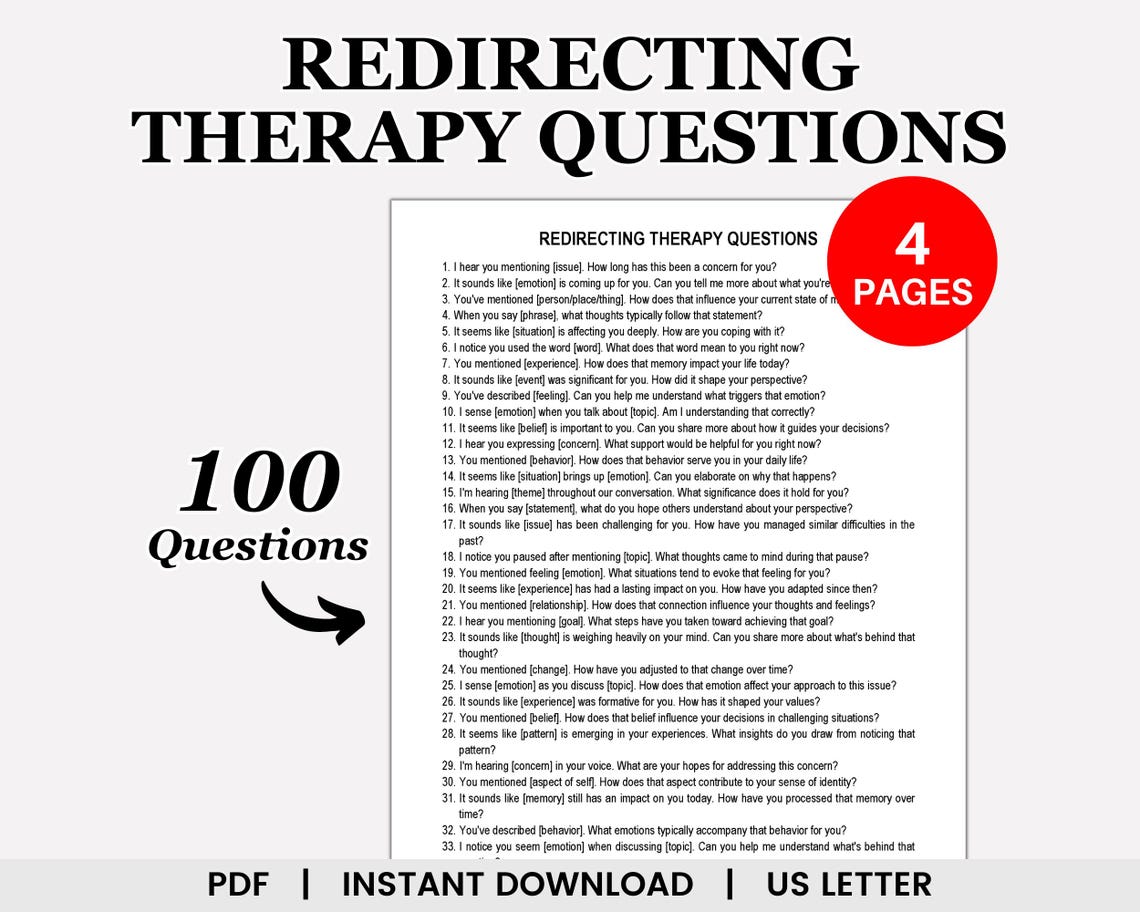 Redirecting Therapy Questions, Conversation Starters, Therapy ...