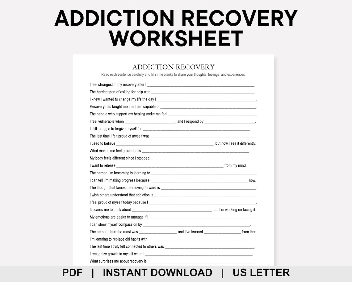 Addiction Recovery Worksheet, Addiction Management, Addiction Support ...