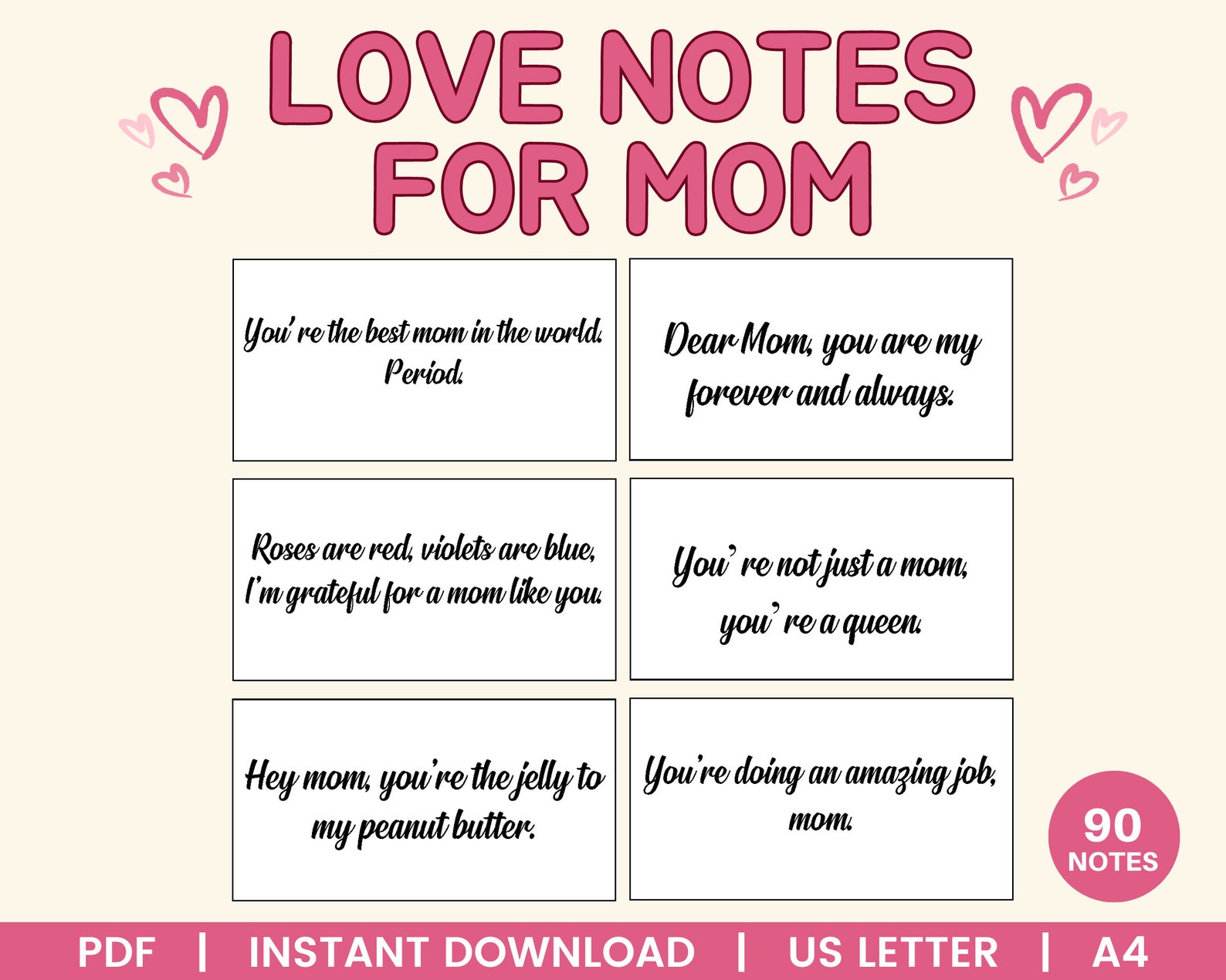 Love Notes for Mom, Love Quotes for Mom, Birthday Gift for Mom, Mother ...