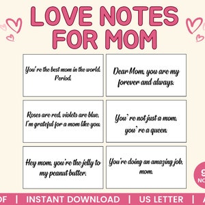 Love Notes for Mom, Love Quotes for Mom, Birthday Gift for Mom, Mother ...