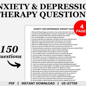 Anxiety and Depression Therapy Questions, Counseling Questions, Therapy ...