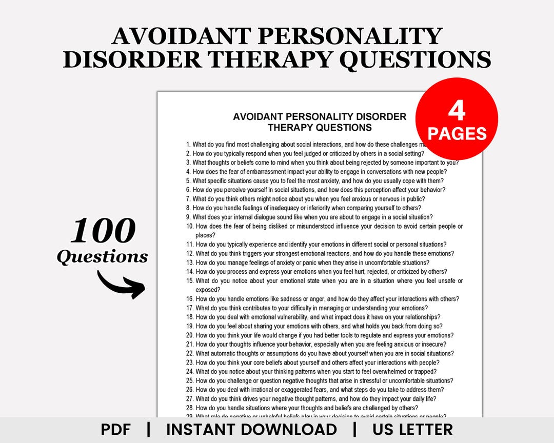 Avoidant Personality Disorder Therapy Questions, Avoidant Behavior ...