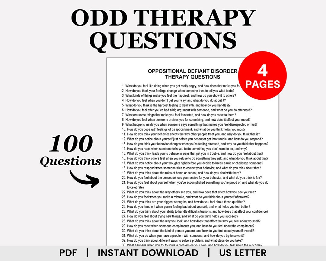 Oppositional Defiant Disorder Therapy Questions, ODD Therapy, Behavior ...