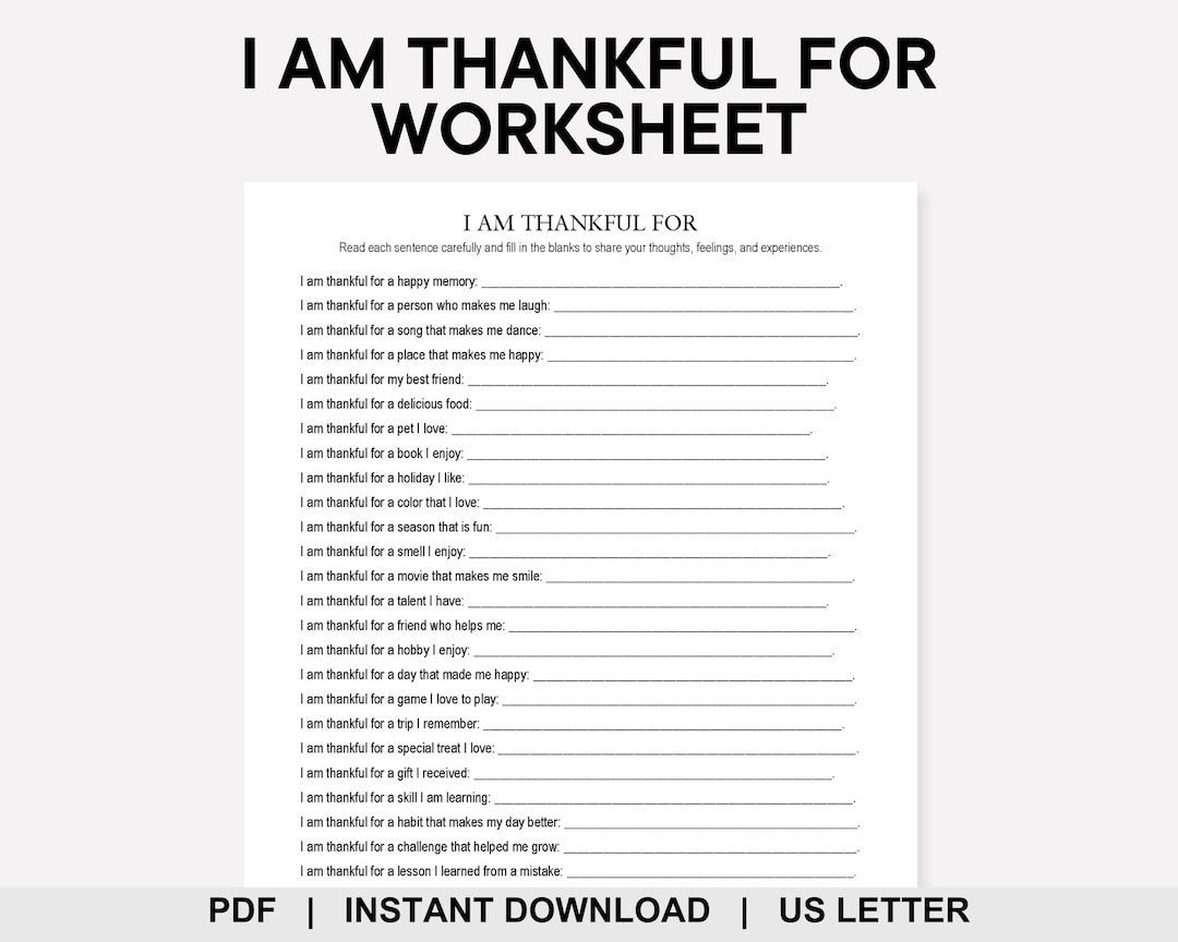 I Am Thankful for Worksheet, Thanksgiving Game, Thanksgiving Activity ...