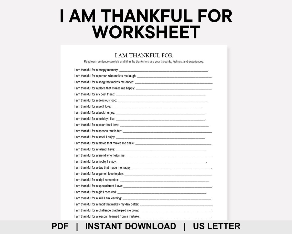 I Am Thankful for Worksheet, Thanksgiving Game, Thanksgiving Activity ...