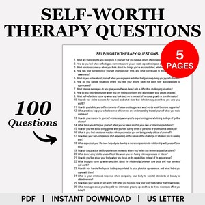 Self Worth Therapy Questions, Self Esteem Therapy, Personal Development ...