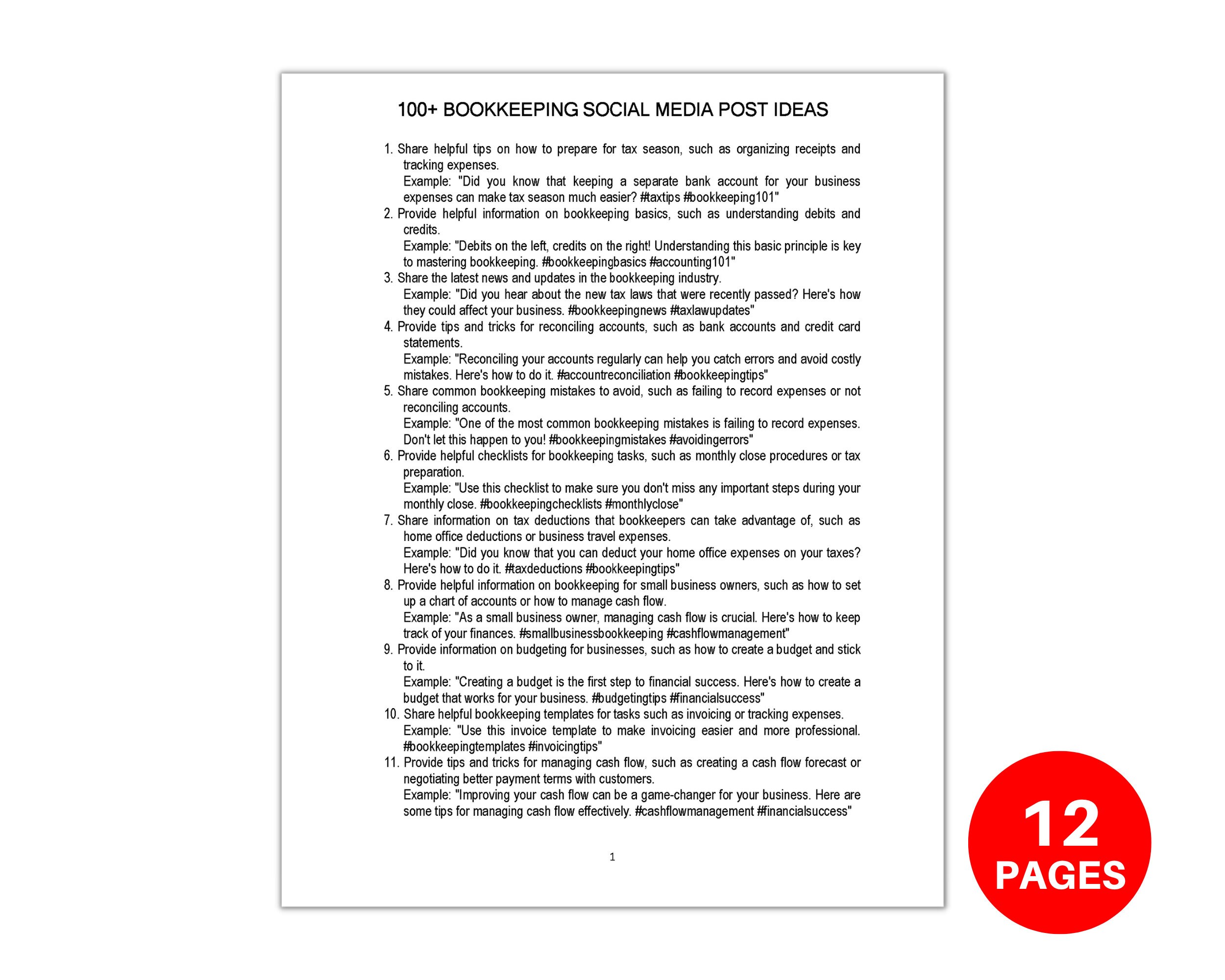 Bookkeeping Social Media Post Ideas Social Media Post Ideas - Etsy