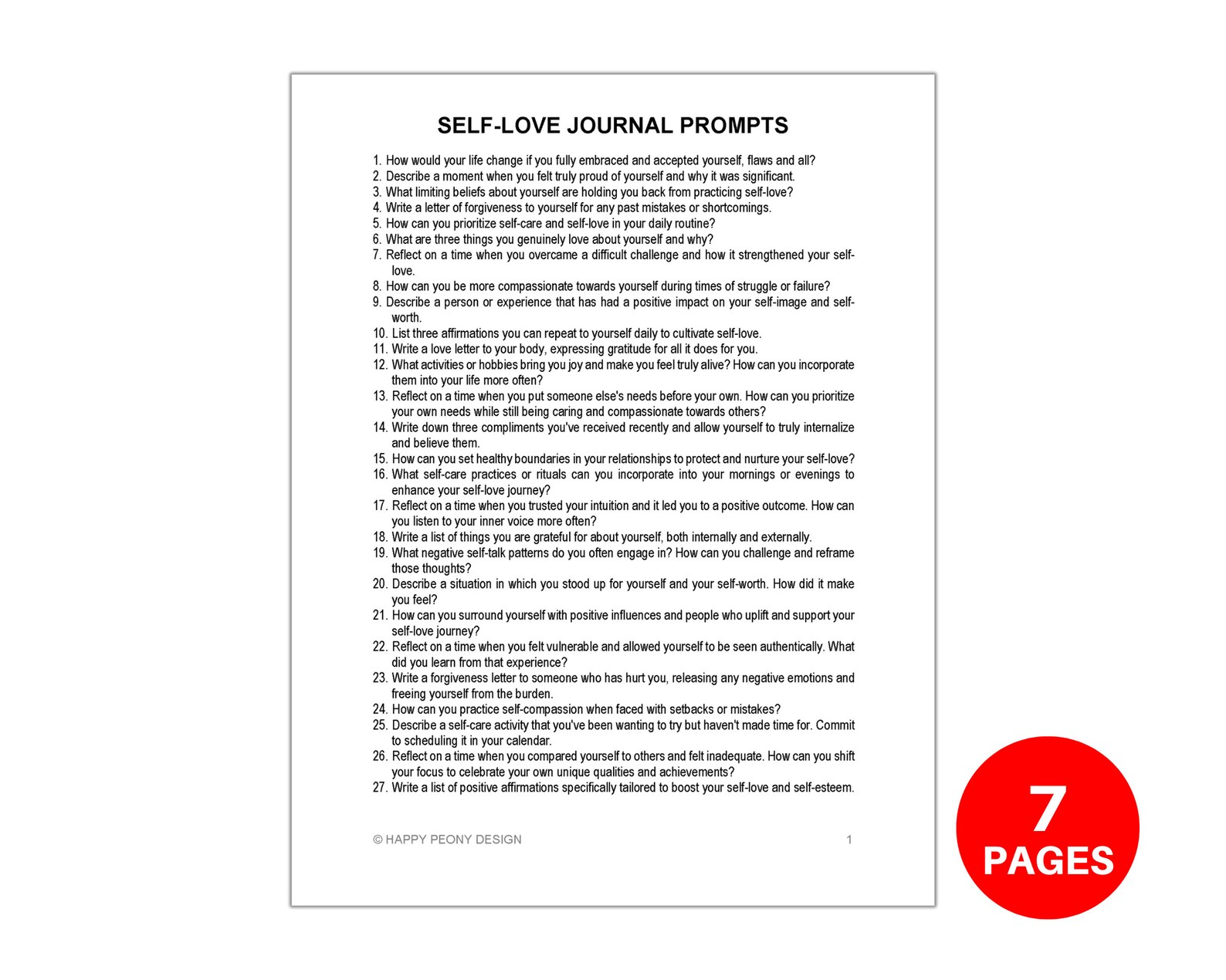 Self-love Journal Prompts, Journal Prompts for Self-love, Daily Self ...