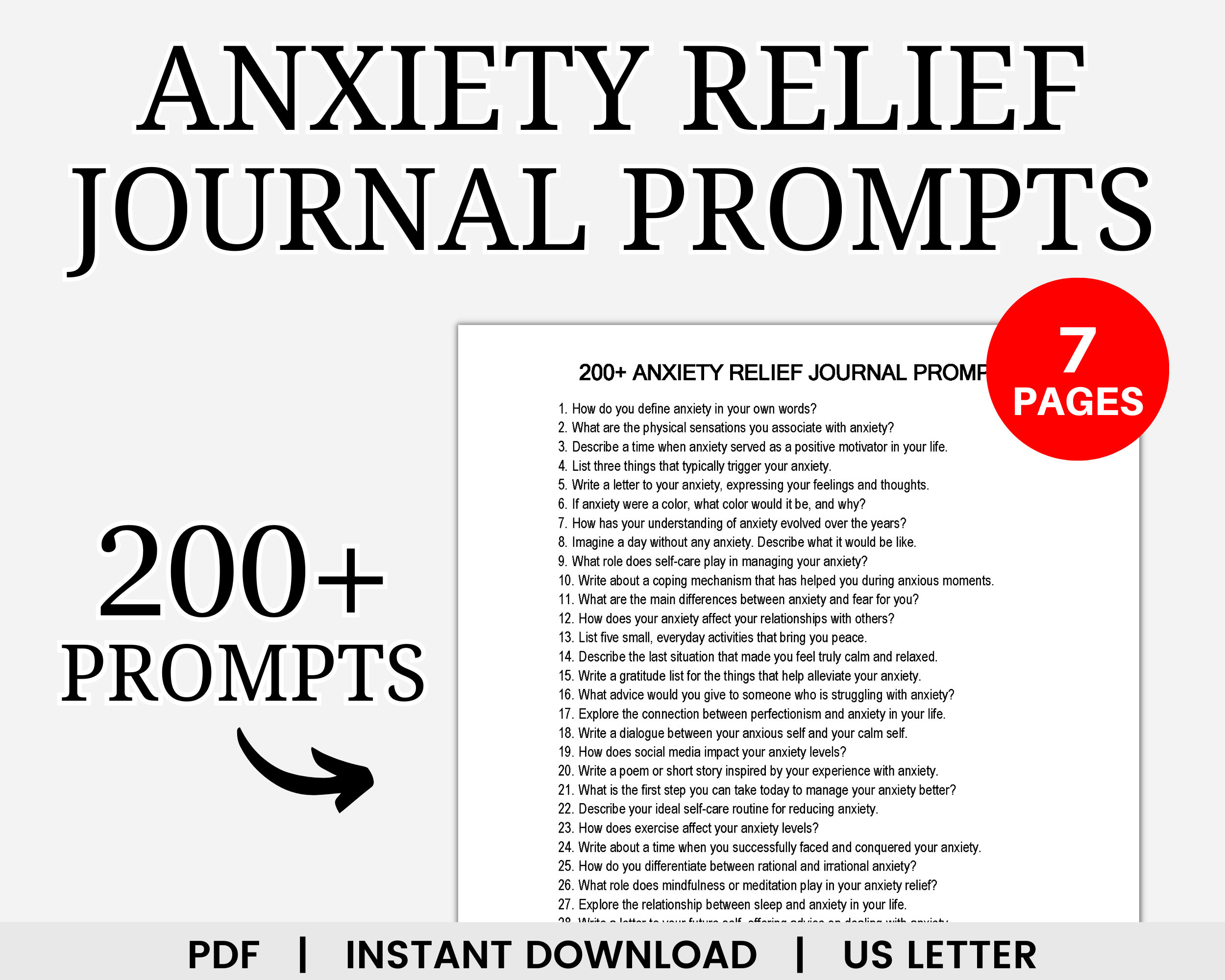 Anxiety Relief Journal Prompts, Journal Prompts for Anxiety Relief ...