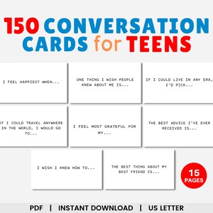 Conversation Cards for Teens, Conversation Starter Cards, Family ...