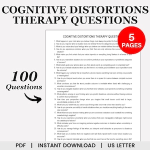 Cognitive Distortions Therapy Questions, CBT Therapy, Cognitive ...