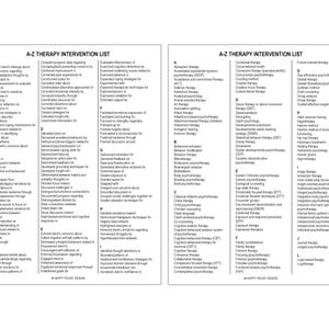 Therapy Intervention List, Therapeutic Interventions, Clinical Terms ...