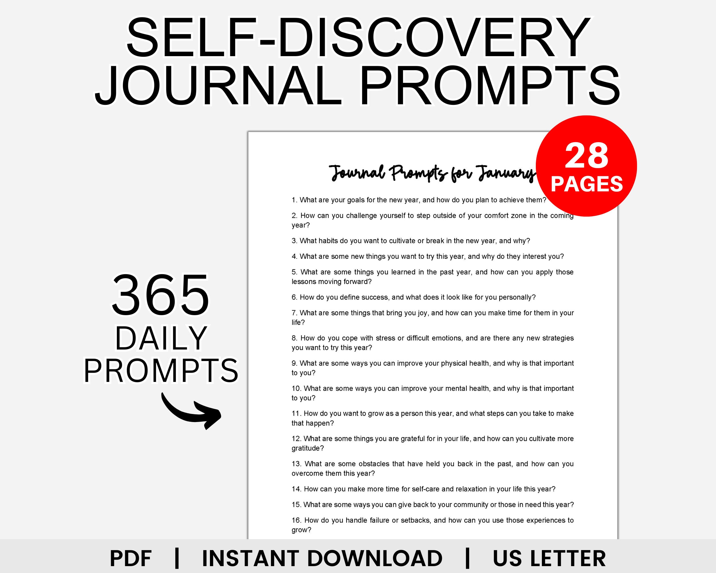 365 Journal Prompts for Self-discovery, Beginner Journal Prompts ...