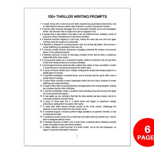 Thriller Writing Prompts, Writing Prompts for Thriller, Psychological ...