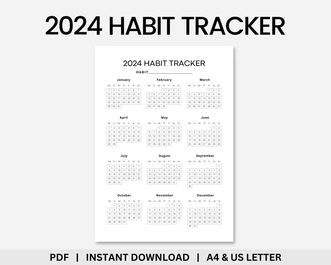 2024 Habit Tracker, Printable Tracker, Coloring Calendar, Year Habit ...