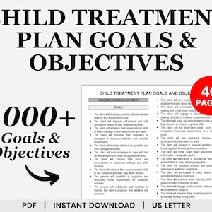 Child Treatment Plan Goals and Objectives, Therapy Goals and Objectives ...