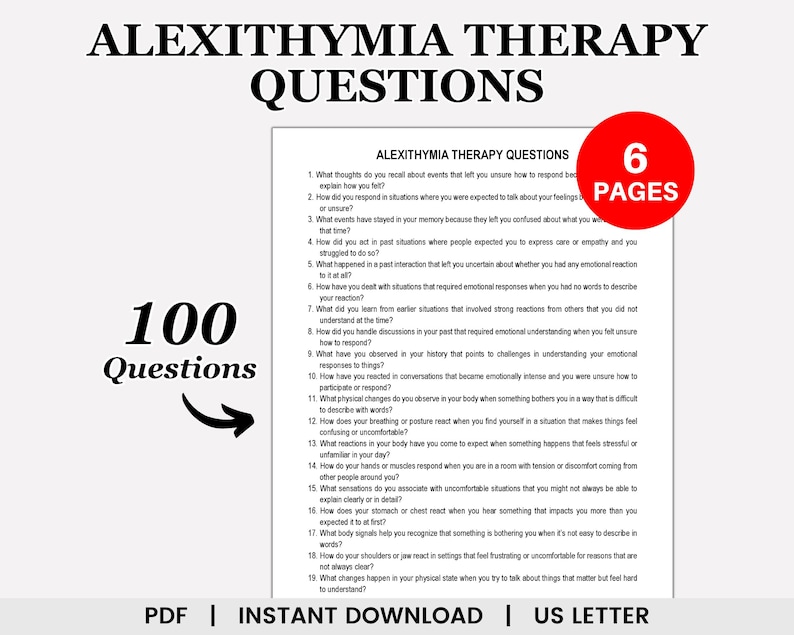 Alexithymia Therapy Questions, Emotional Blindness, Emotion Processing ...