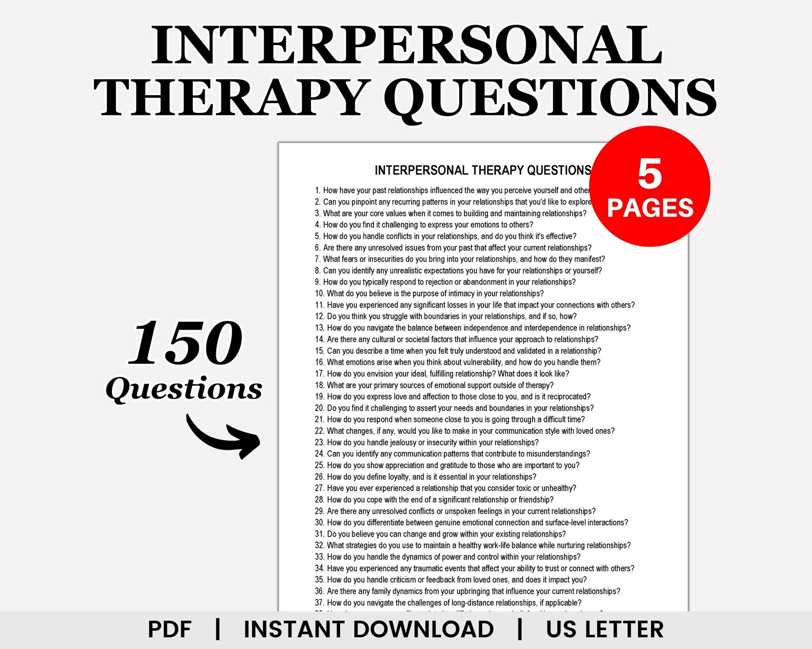Interpersonal Therapy Questions, IPT Therapy, Counseling Questions ...