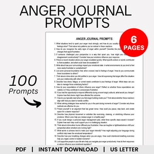 Anger Journal Prompts, Angry Journal, Anger Prompts, Anger Management ...