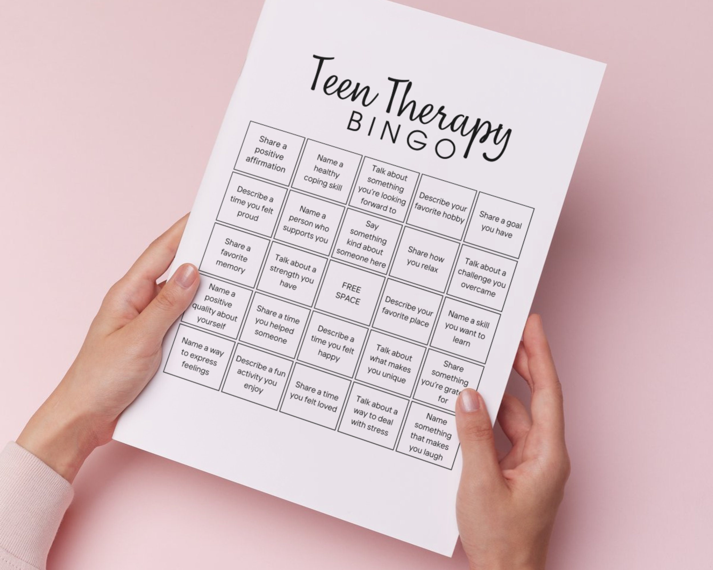 Teen Therapy Bingo, Mental Health Bingo, Printable Bingo, Teen Mental ...