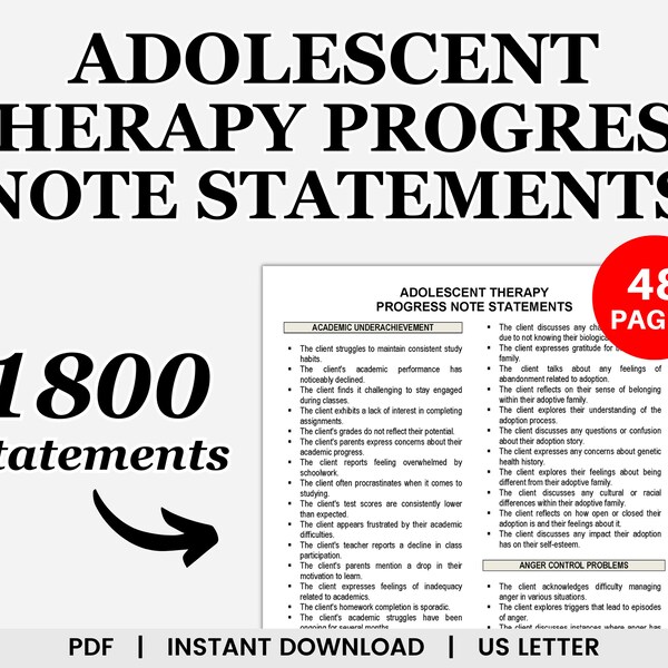 Therapy Progress Note Template - Etsy