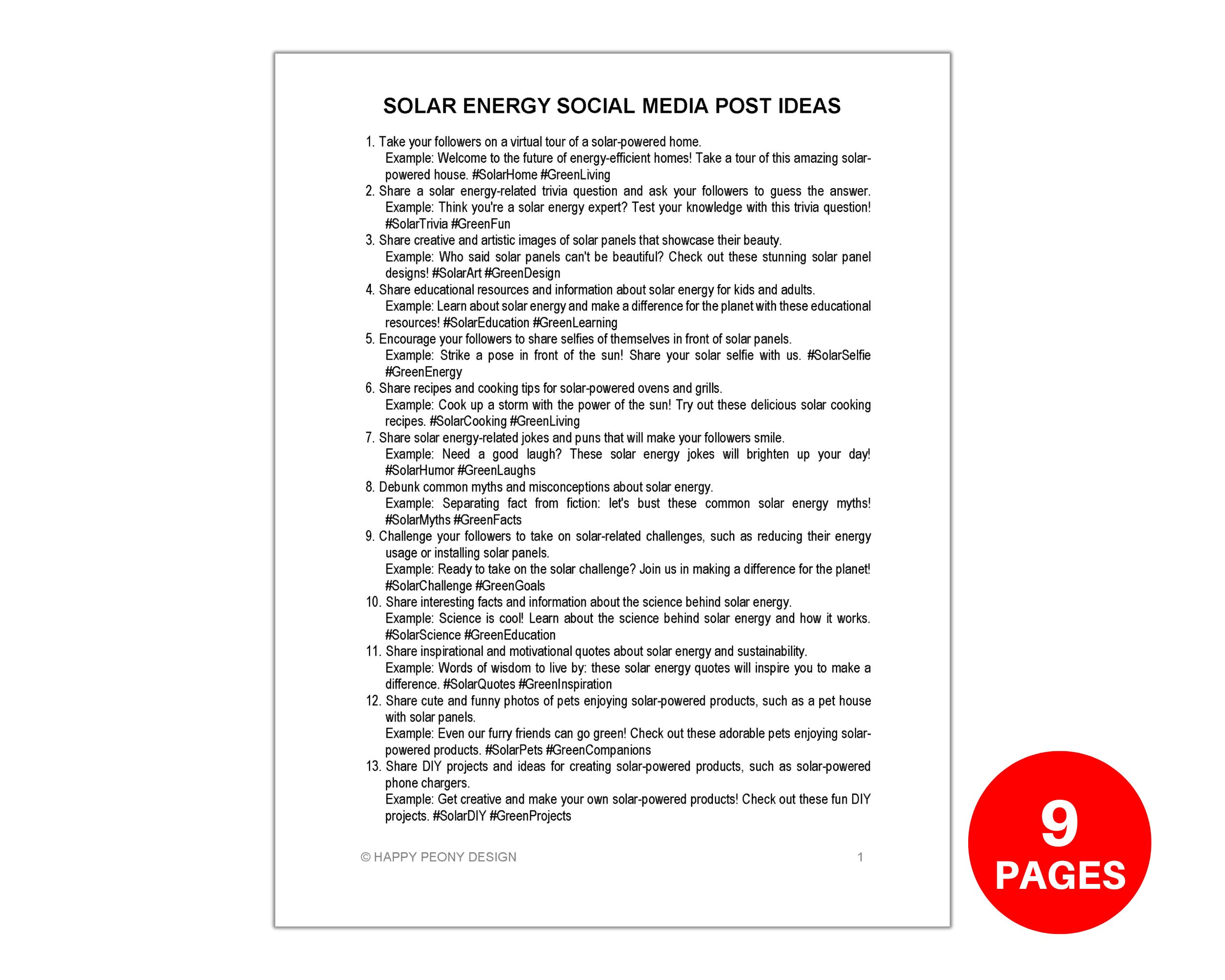 Solar Energy Social Media Post Ideas, Solar Energy Marketing Templates ...